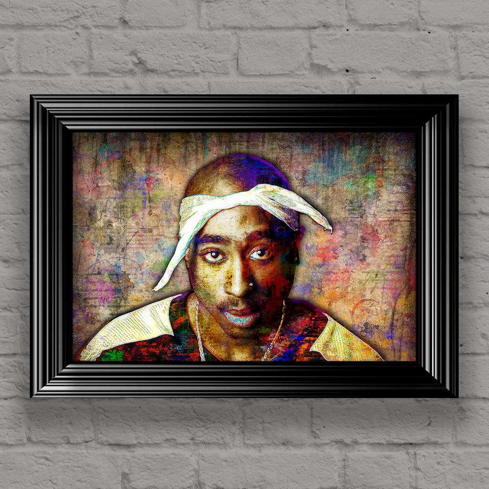 Tupac Poster, Tupac Close Up Portrait Gift, Tupac Memorial Colorful La ...