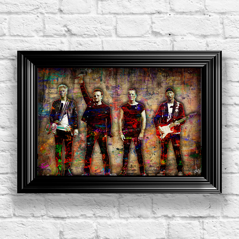 U2 Poster, U2 Portrait Gift, Bono, Edge, Adam and Larry Colorful Layer ...