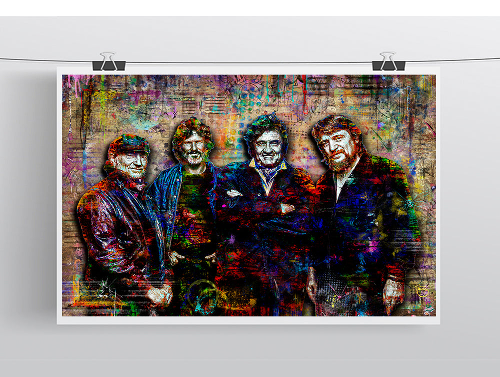 The Highwaymen Pop Poster, Johnny Cash, Willie Nelson, Waylon Jennings ...